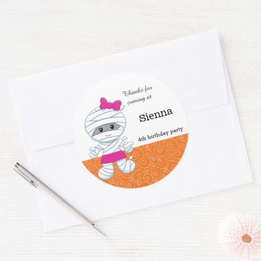 Cute mummy girl classic round sticker | Zazzle