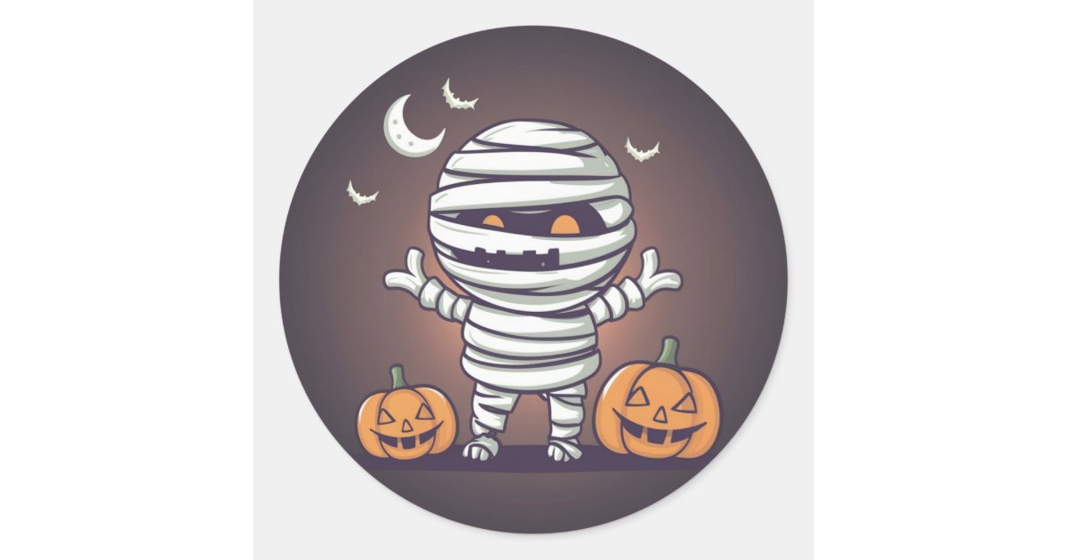 Cute Mummy Iiiustration Halloween Sticker | Zazzle