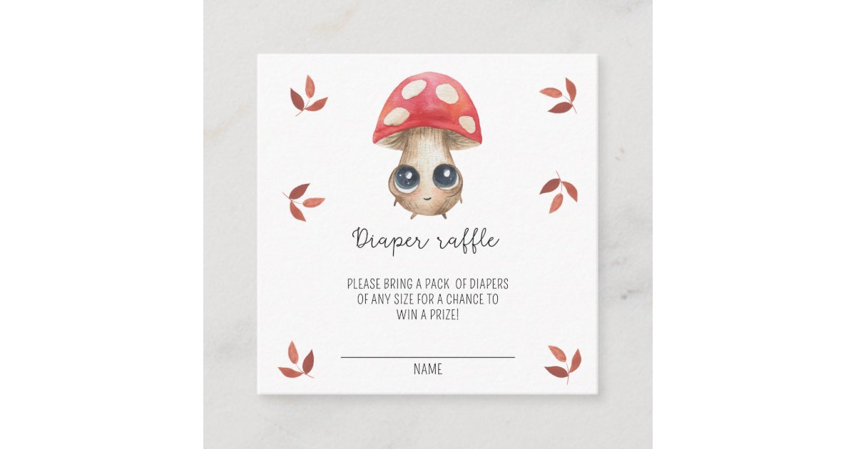 Cute mushroom - diaper raffle ticket enclosure card | Zazzle