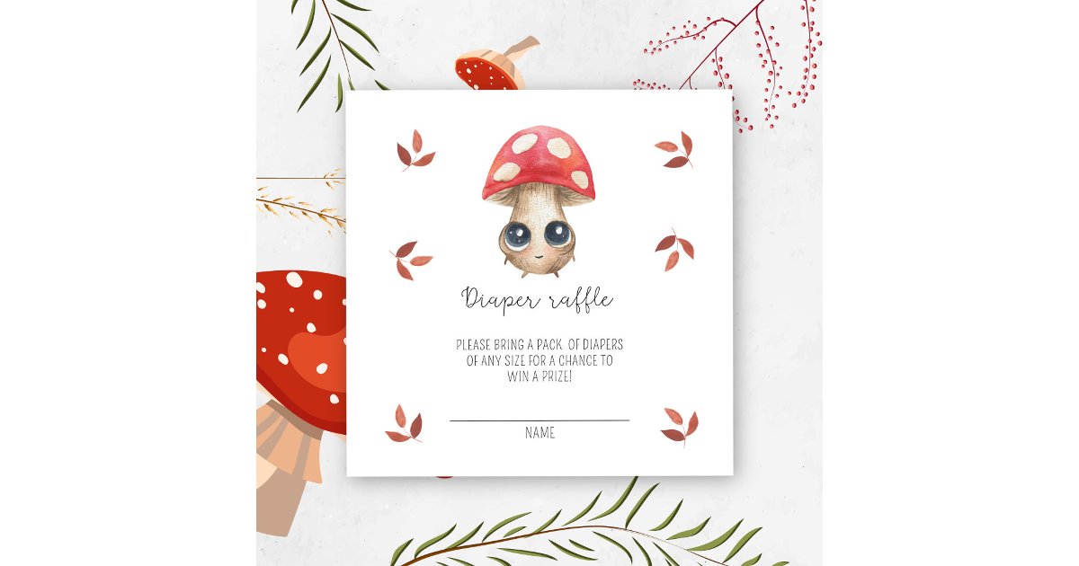 Cute mushroom - diaper raffle ticket enclosure card | Zazzle