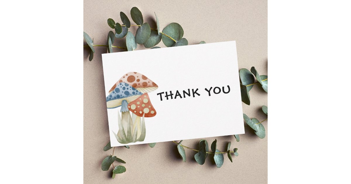 Cute Mushroom Flat Thank You Card | Zazzle