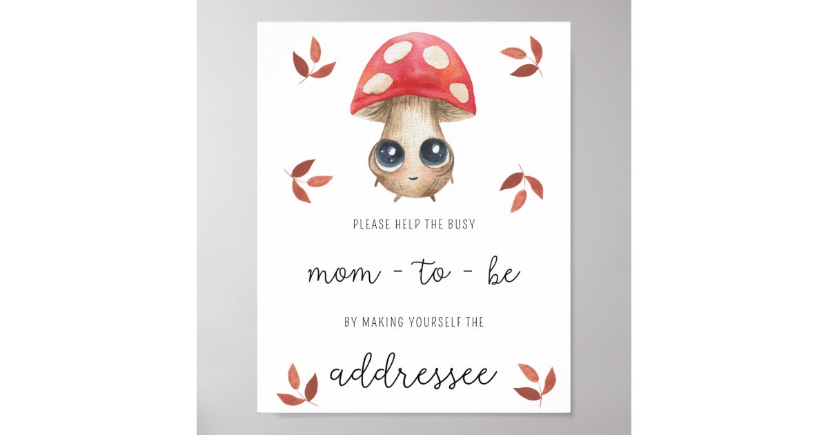 Cute mushroom - Help the Busy Mom Address Poster | Zazzle