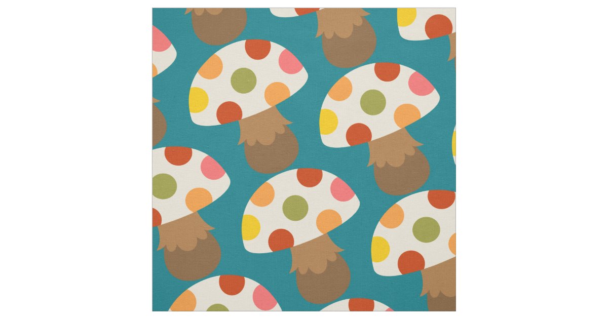 Cute mushroom pattern fabric | Zazzle