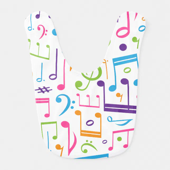 Cute Music Notes and Symbols Baby Bib | Zazzle