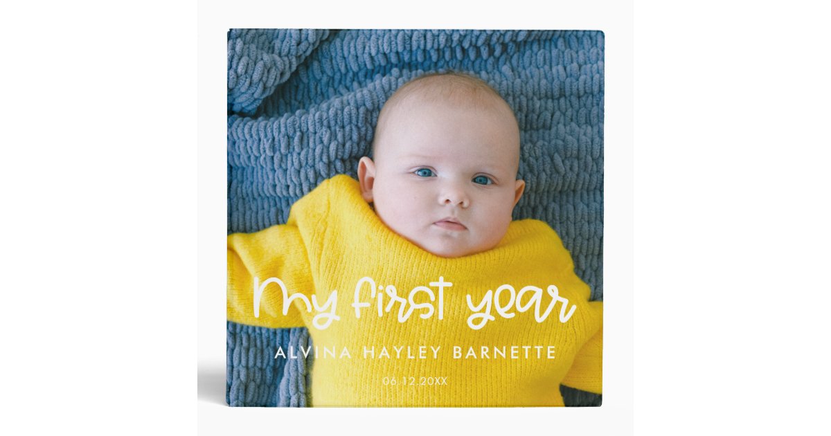 Cute My First Year Baby photo album 3 Ring Binder | Zazzle