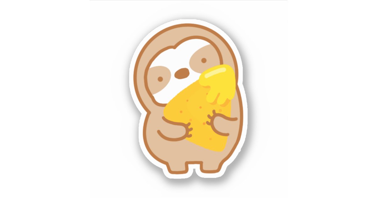 Cute Nacho Cheese Chip Sloth Sticker | Zazzle