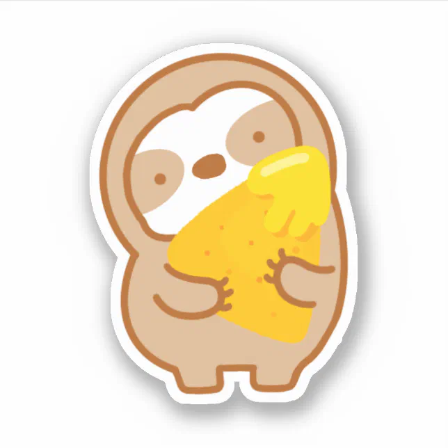 Cute Nacho Cheese Chip Sloth Sticker | Zazzle