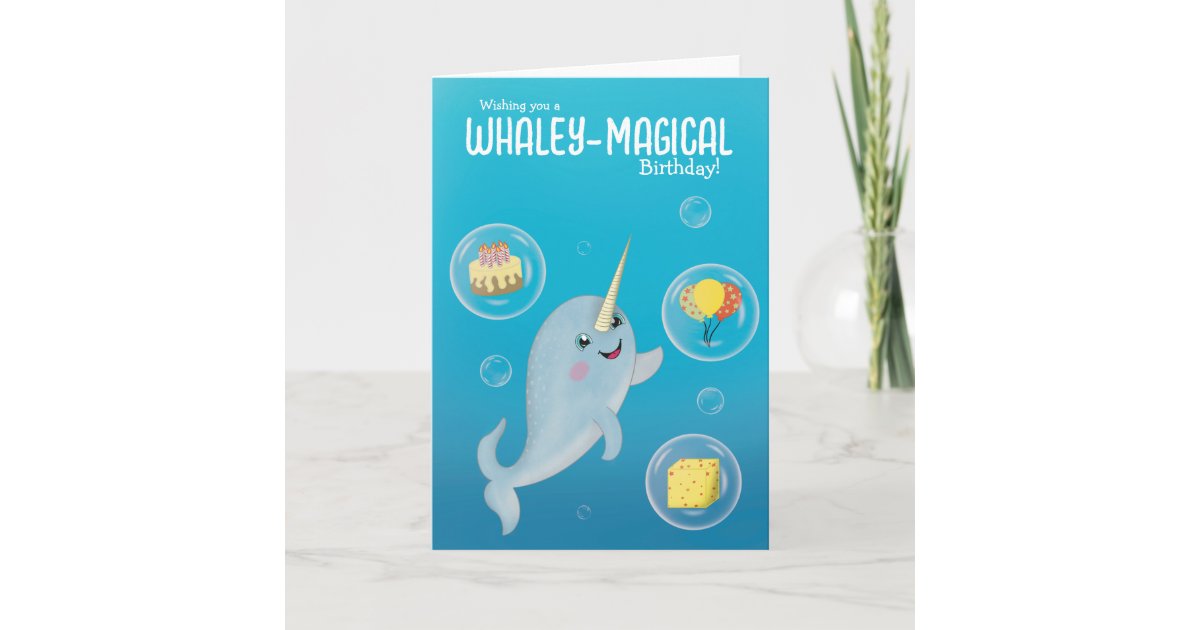 Cute Narwhal Birthday Card | Zazzle