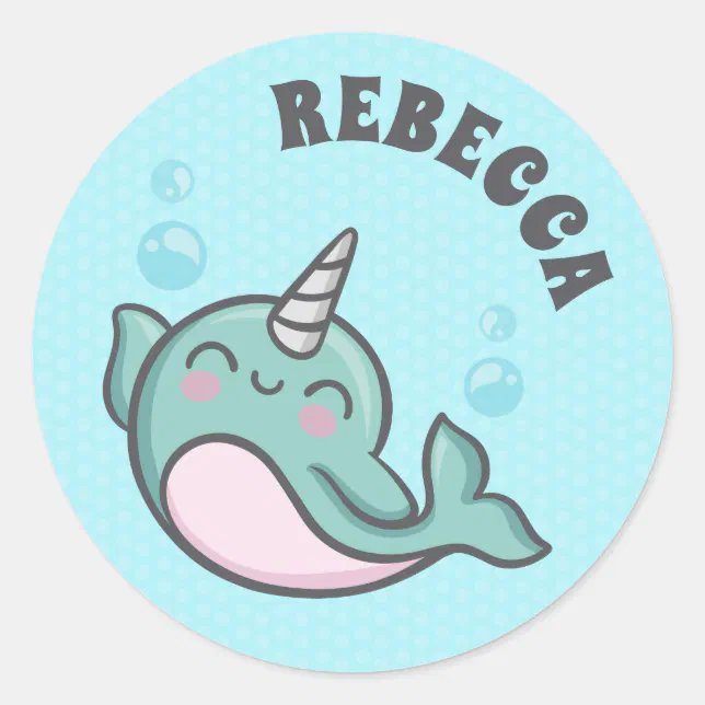 Cute Narwhal Classic Round Sticker | Zazzle