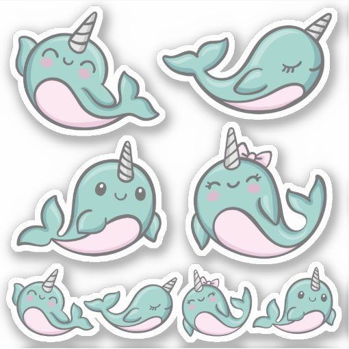 Cute Narwhal Vinyl Sticker | Zazzle