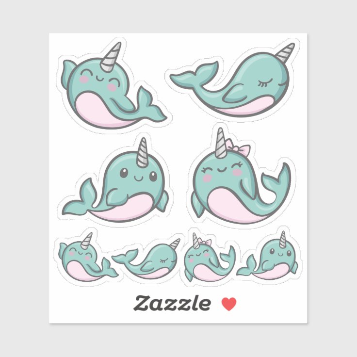 Cute Narwhal Vinyl Sticker | Zazzle