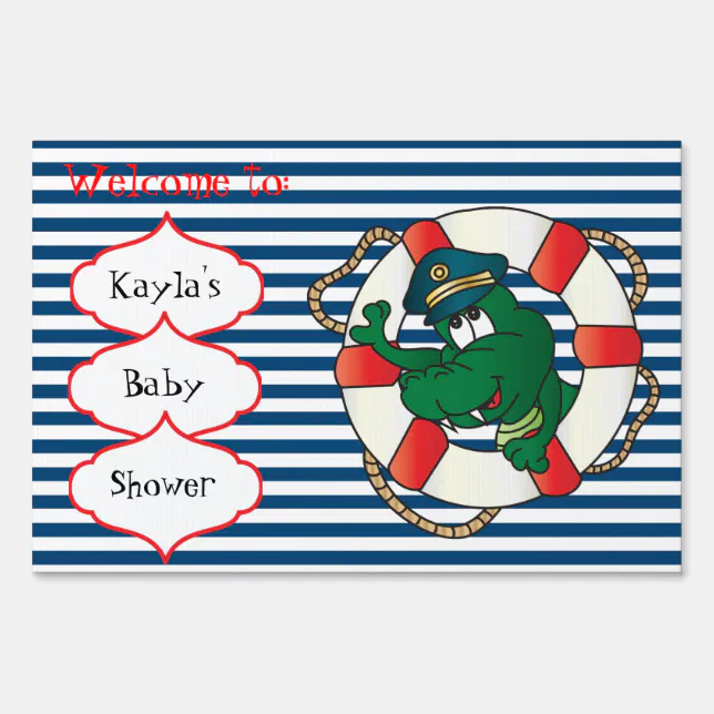 Cute Nautical Alligator Baby Shower Theme Sign | Zazzle