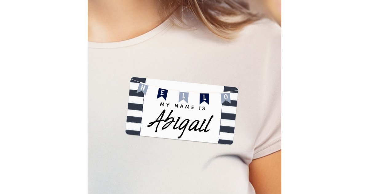 Cute Nautical Hello My Name Is Name Tag Stickers | Zazzle