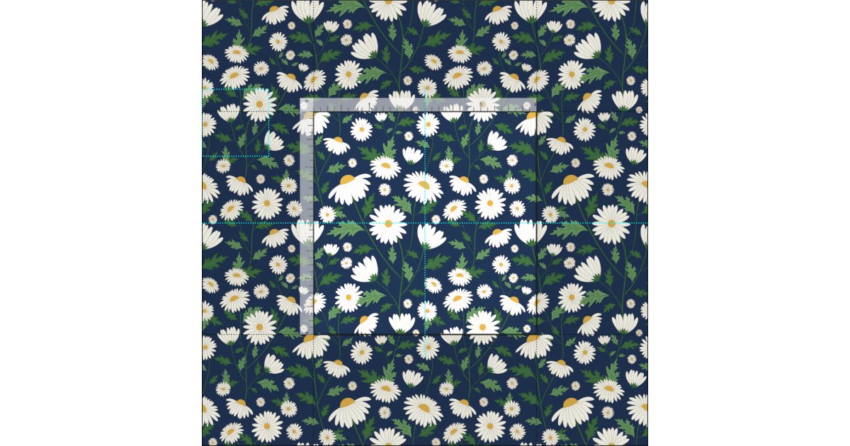 Cute Navy Blue And White Floral Daisy Fabric | Zazzle