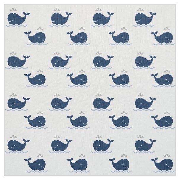 Nautical Navy Blue and White Anchors Pattern Fabric | Zazzle.com