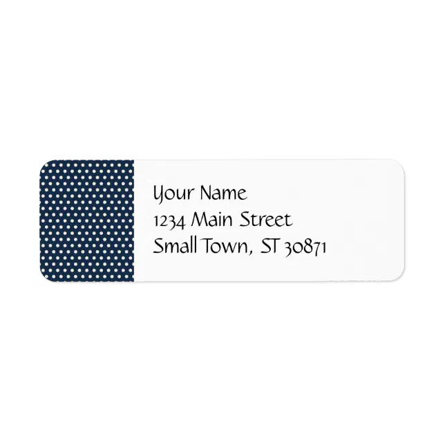 Cute Navy Blue White Tiny Little Polka Dots Gifts Label | Zazzle