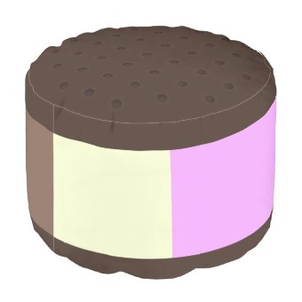 Cute Neapolitan Ice Cream Sandwich V2 Pouf | Zazzle