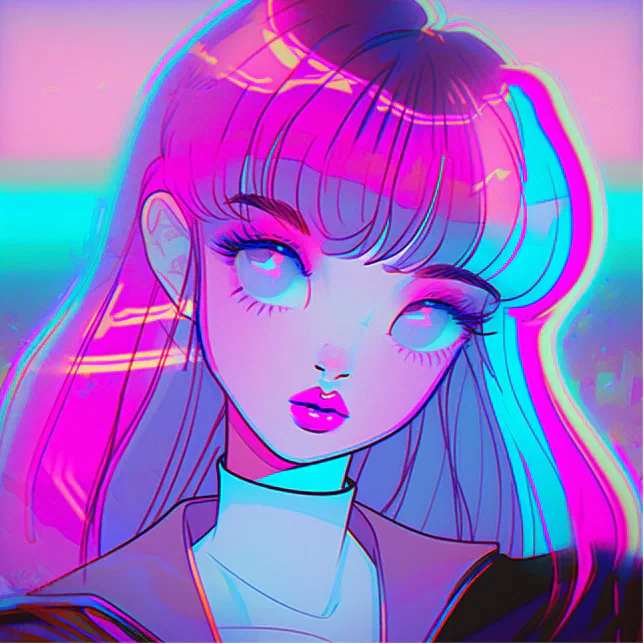 Cute Neon Anime Girl Cutout | Zazzle