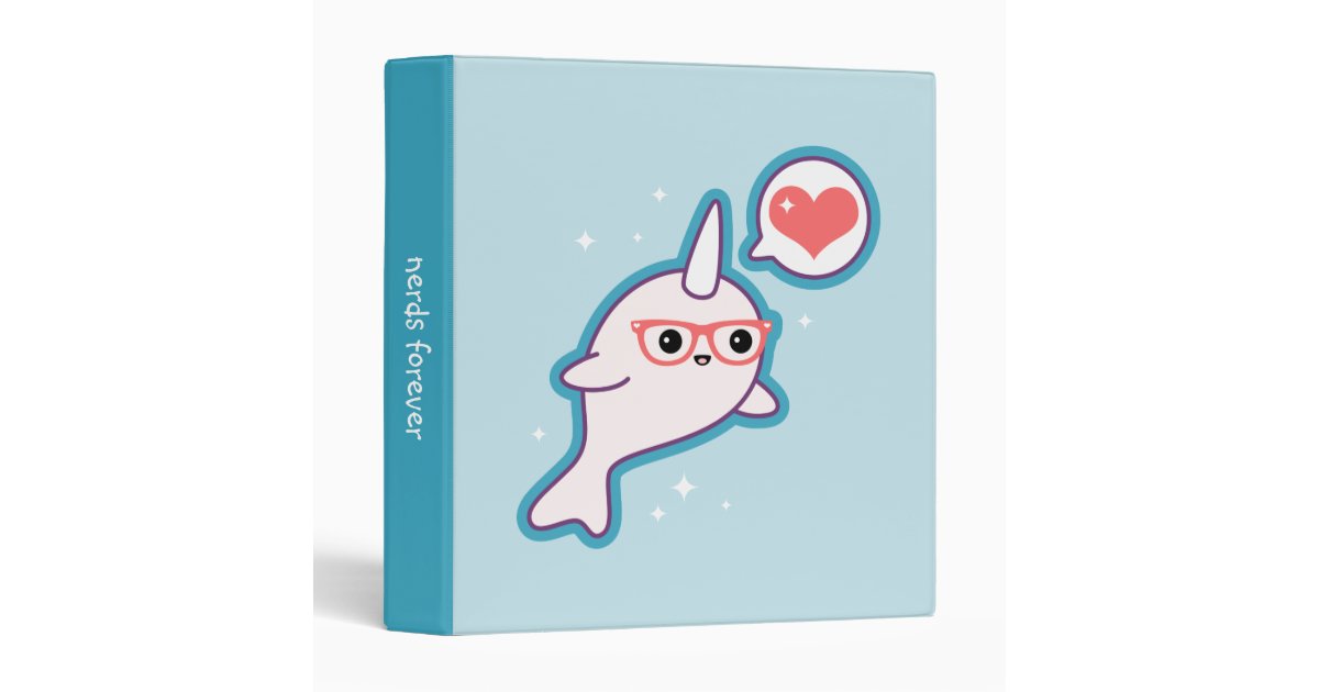 Cute Nerd Narwhal Binder | Zazzle