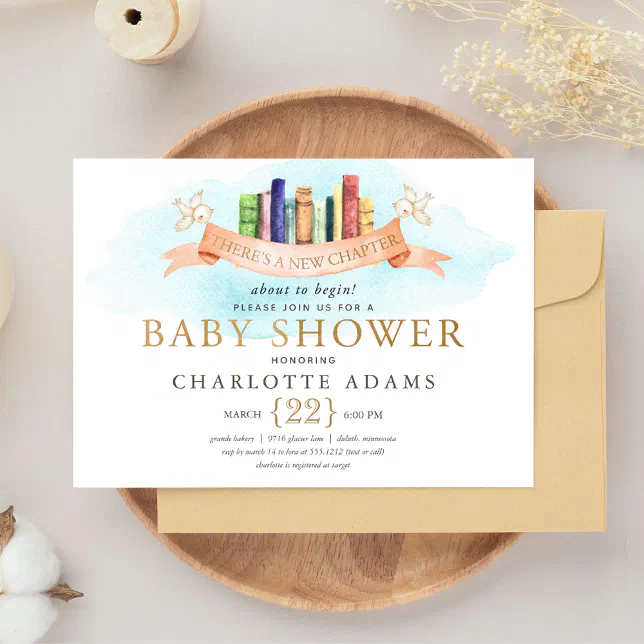 Cute New Chapter Books Baby Shower Invitation | Zazzle