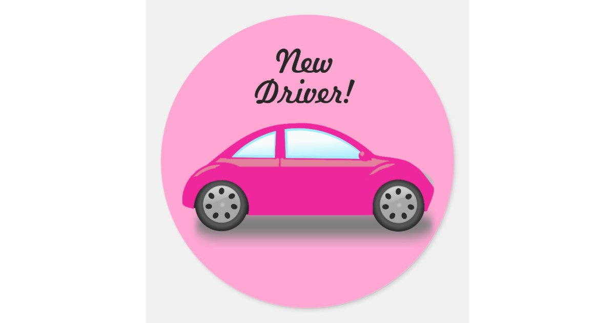 Cute New Driver Pink Car Sticker | Zazzle