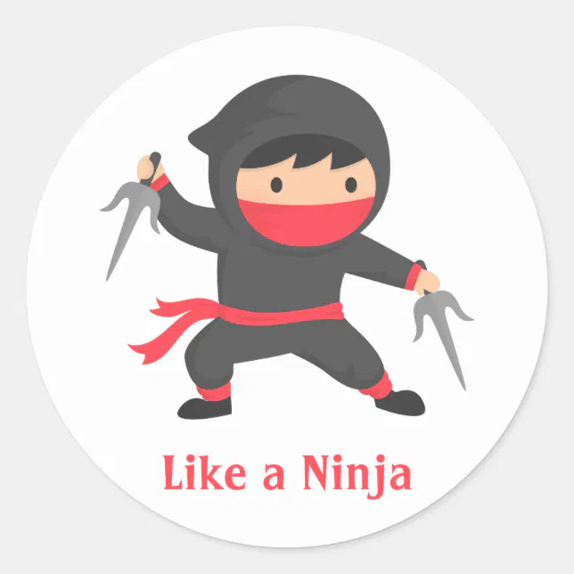 Cute Ninja Boy with Sai Weapons for Kids Classic Round Sticker | Zazzle
