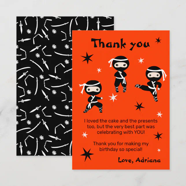 Cute Ninja Kids - Warrior Girls Birthday Party Thank You Card | Zazzle