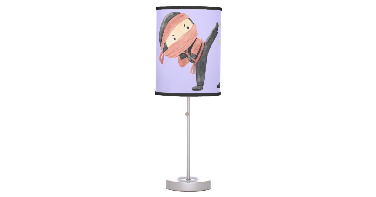 Cute Ninja - Kids Watercolor Design Light Purple Table Lamp | Zazzle