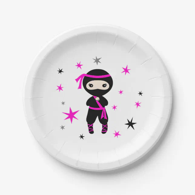 Cute Ninja Warrior Kid Girls Birthday Party Paper Plates | Zazzle