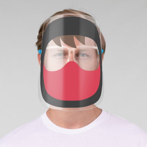 Cute Ninja with Red Mask Face Shield | Zazzle