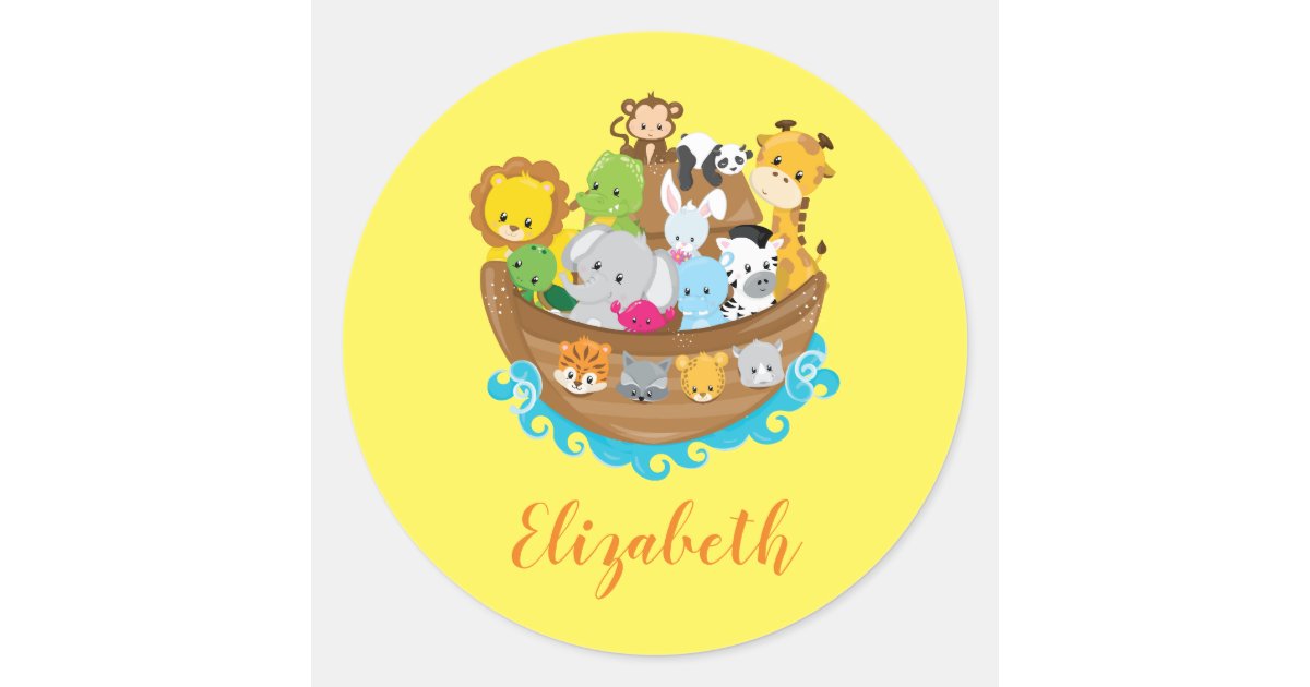 Cute Noah's Ark Animals Classic Round Sticker | Zazzle