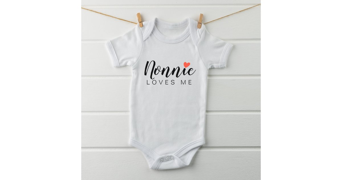 Cute Nonnie Loves Me Baby Bodysuit | Zazzle