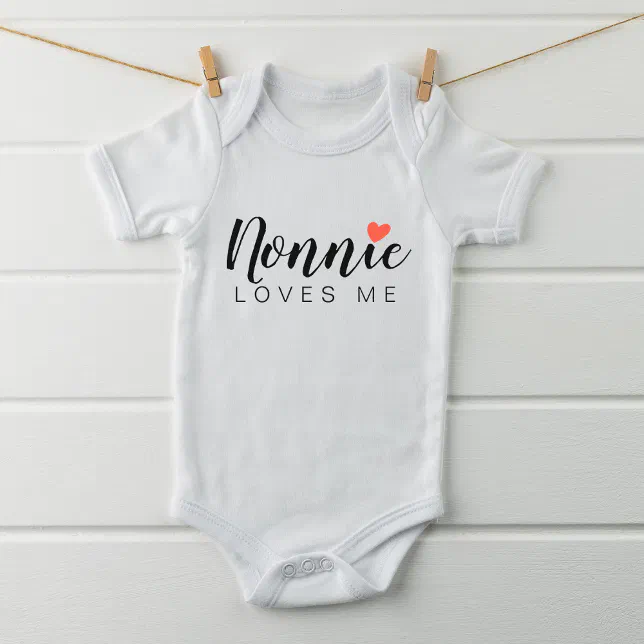 Cute Nonnie Loves Me Baby Bodysuit | Zazzle
