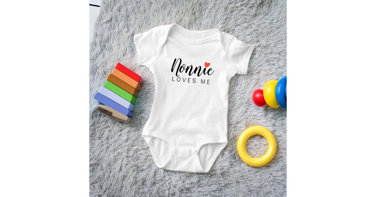 Cute Nonnie Loves Me Baby Bodysuit | Zazzle