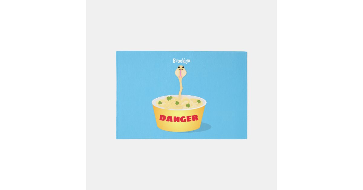 Cute noodles snake cartoon illustration humor rug | Zazzle