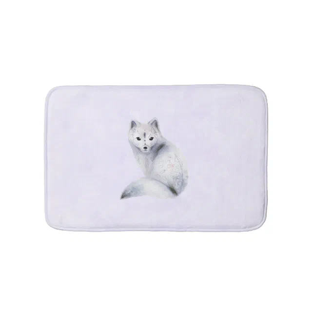 Cute Nordic Fox with Floral Markings Bath Mat | Zazzle