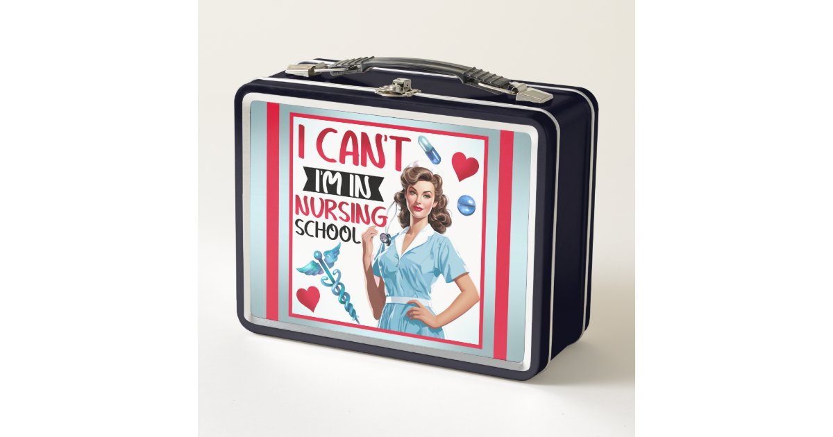 Cute Nostalgic Nurse Pinup In Nursing School Metal Lunch Box | Zazzle