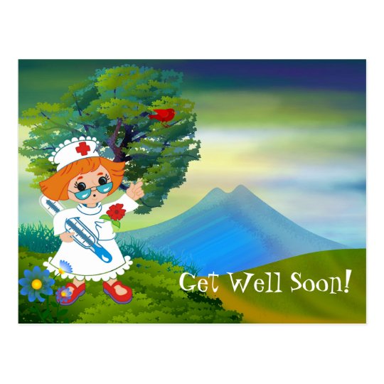 Cute Nurse Landscape Kids Get Well Soon Postcard | Zazzle.com
