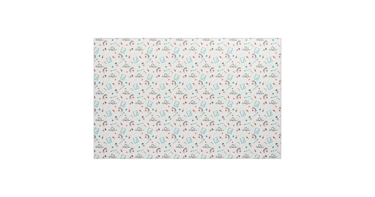 Cute nurse pattern work related material fabric | Zazzle