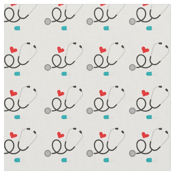 Cute nurse pattern work related material fabric | Zazzle