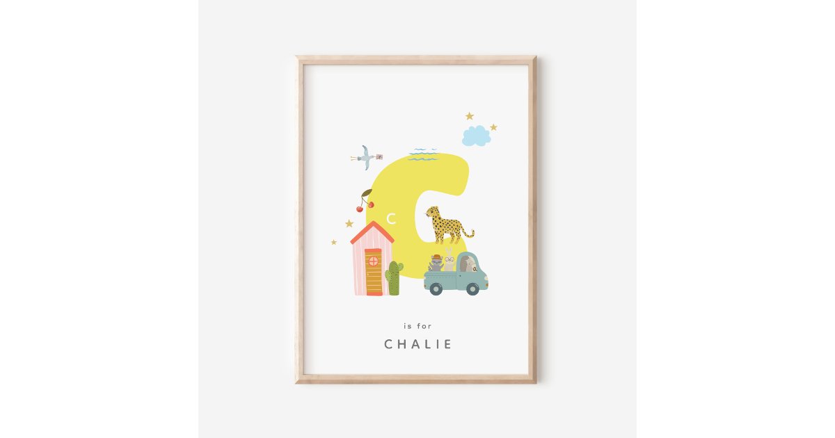 Cute Nursery Personalized Alphabet Letter C Poster | Zazzle