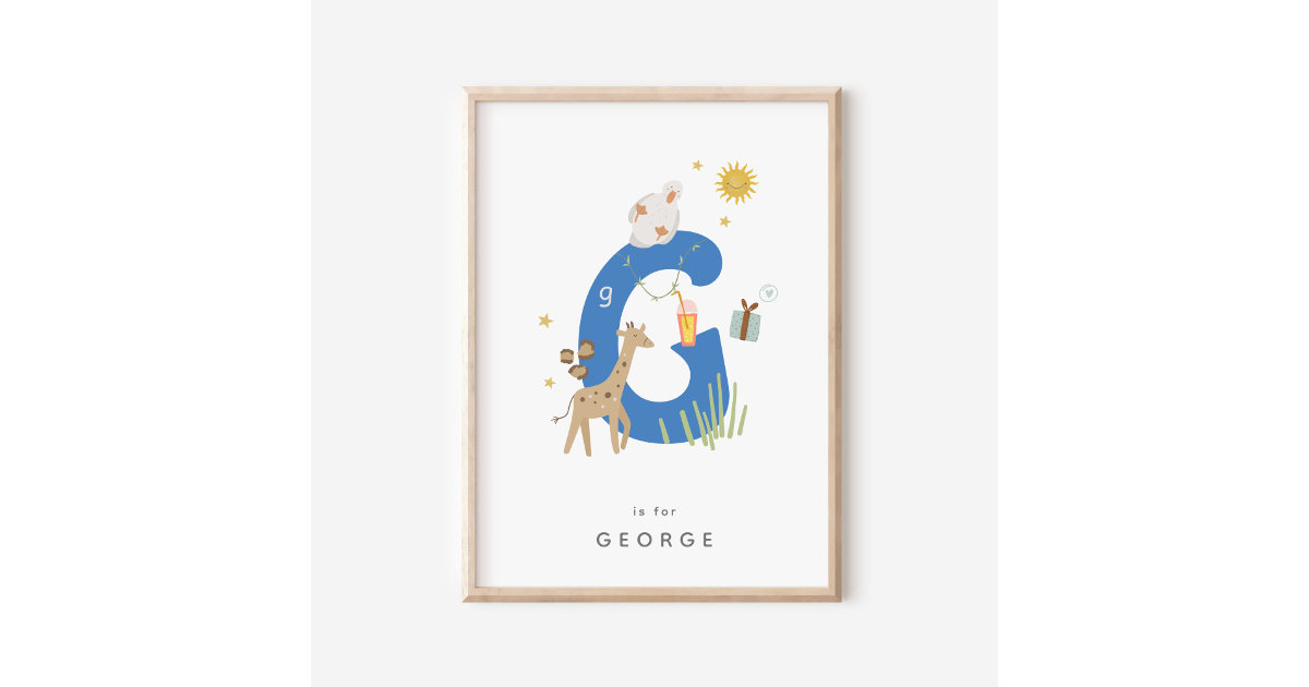 Cute Nursery Personalized Alphabet Letter G Poster | Zazzle
