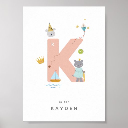Cute Nursery Personalized Alphabet Letter K Poster | Zazzle