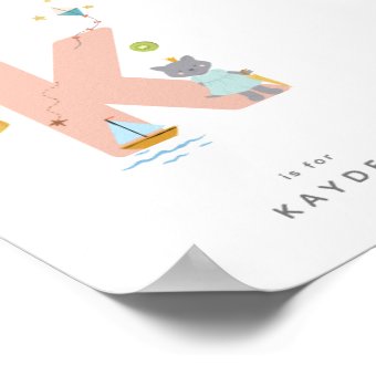 Cute Nursery Personalized Alphabet Letter K Poster | Zazzle