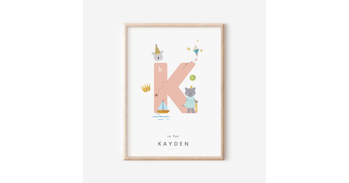 Cute Nursery Personalized Alphabet Letter K Poster | Zazzle