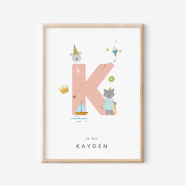 Cute Nursery Personalized Alphabet Letter K Poster | Zazzle