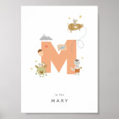 Cute Nursery Personalized Alphabet Letter M Poster | Zazzle