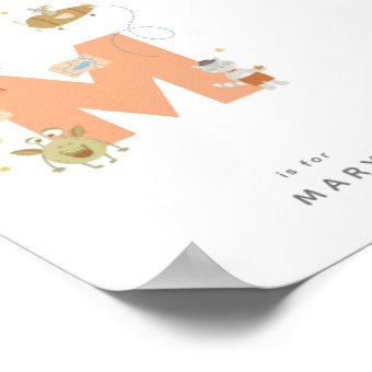 Cute Nursery Personalized Alphabet Letter M Poster | Zazzle