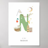 Cute Nursery Personalized Alphabet Letter N Poster | Zazzle
