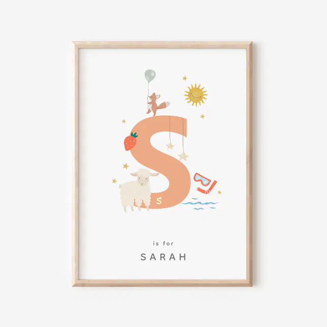 Cute Nursery Personalized Alphabet Letter S Poster | Zazzle
